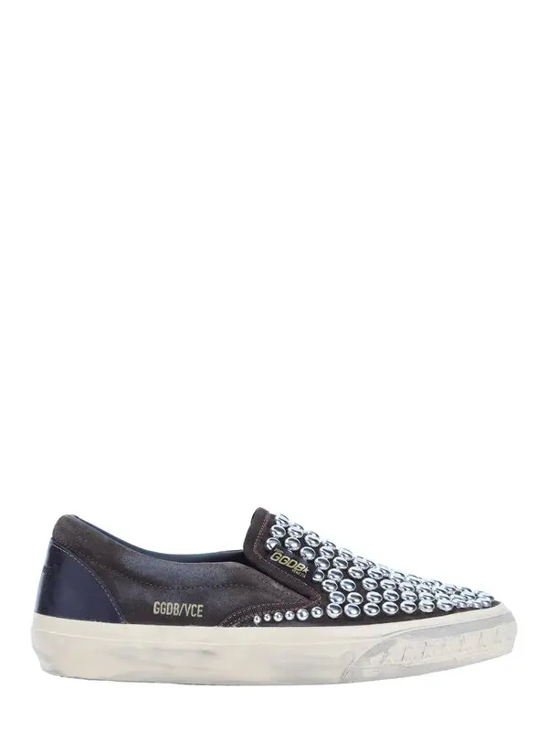 GOLDEN GOOSE Metallic Studded Slip-on Sneakers - Brown