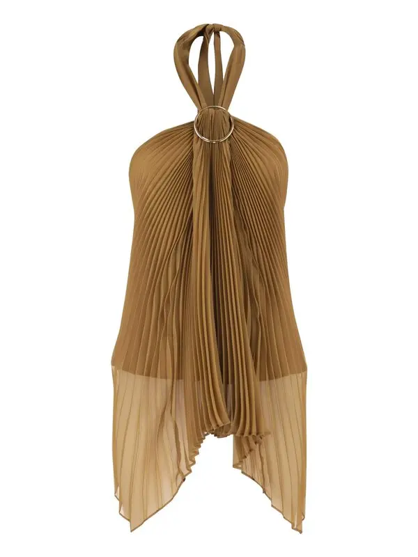 Max Mara Pleated Halter Top With Ring Detail - Multicolor