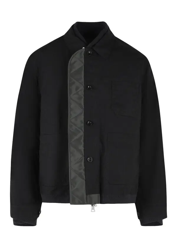 Sacai And Green Polyamide Reversible Jacket - Black
