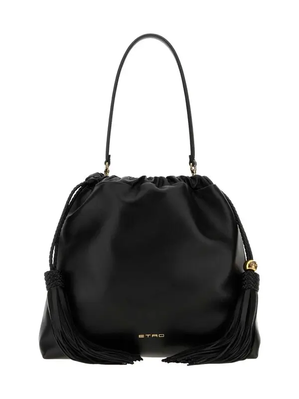 Etro Leather Medium Kalispera Bucket Bag - Black