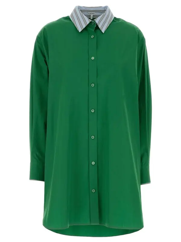 Loewe Grass Poplin Shirt Dress - Green