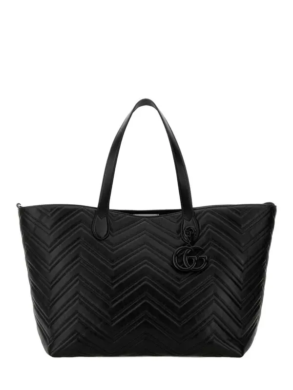 Gucci Leather Large Gg Marmont Shopping Bag - Black