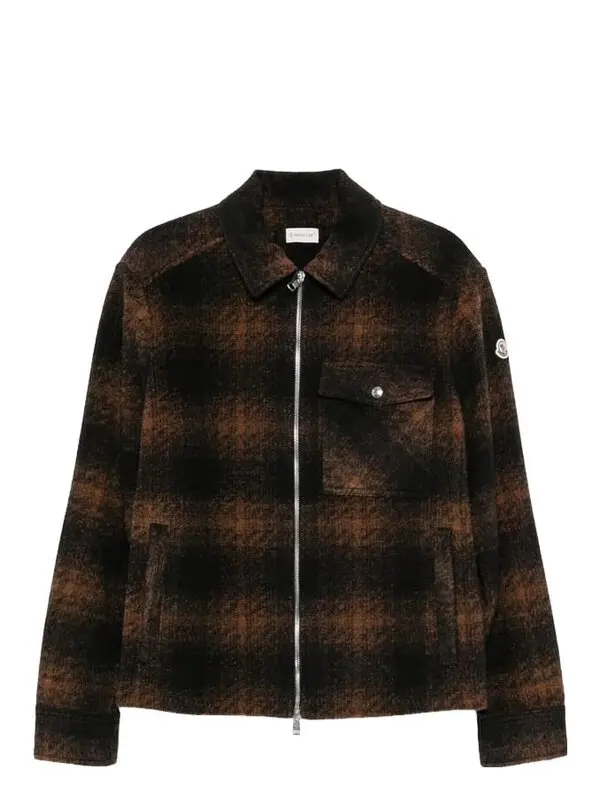 Moncler Check Pattern Shirt Jacket - Brown