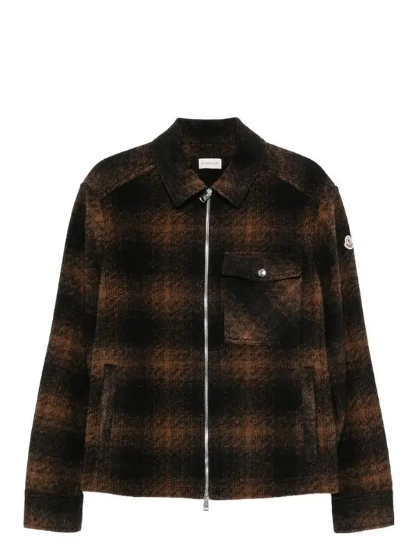 Moncler Check Pattern Shirt Jacket - Brown