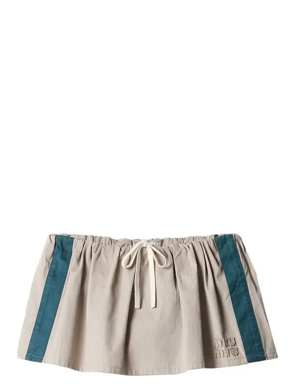 Miu Miu Cotton Mini Skirt With Drawstring - Green