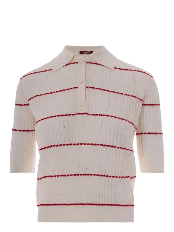 Max Mara Wool And Silk Knit Polo Shirt - White