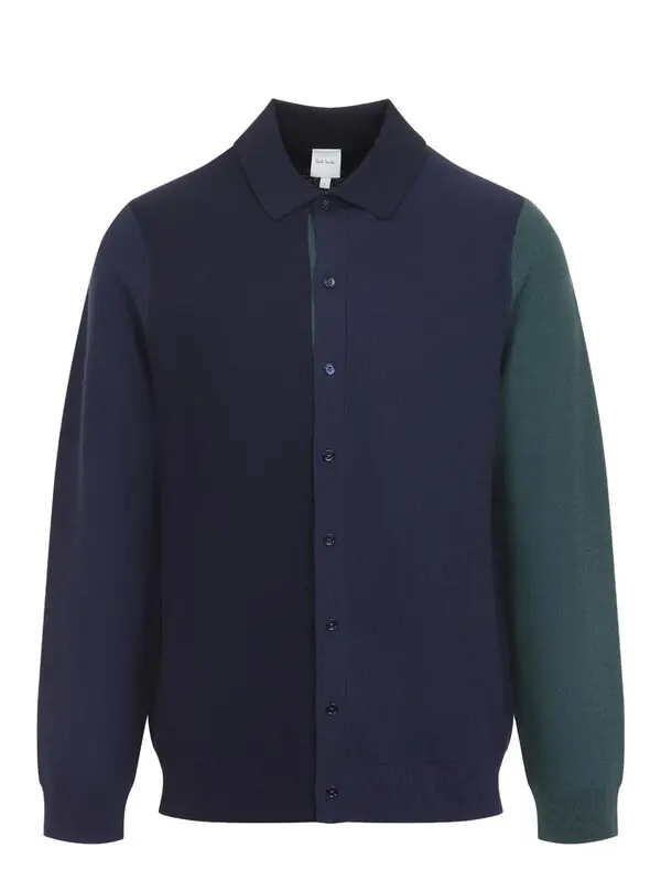 Paul Smith Wool Knit Cardigan Shirt - Blue