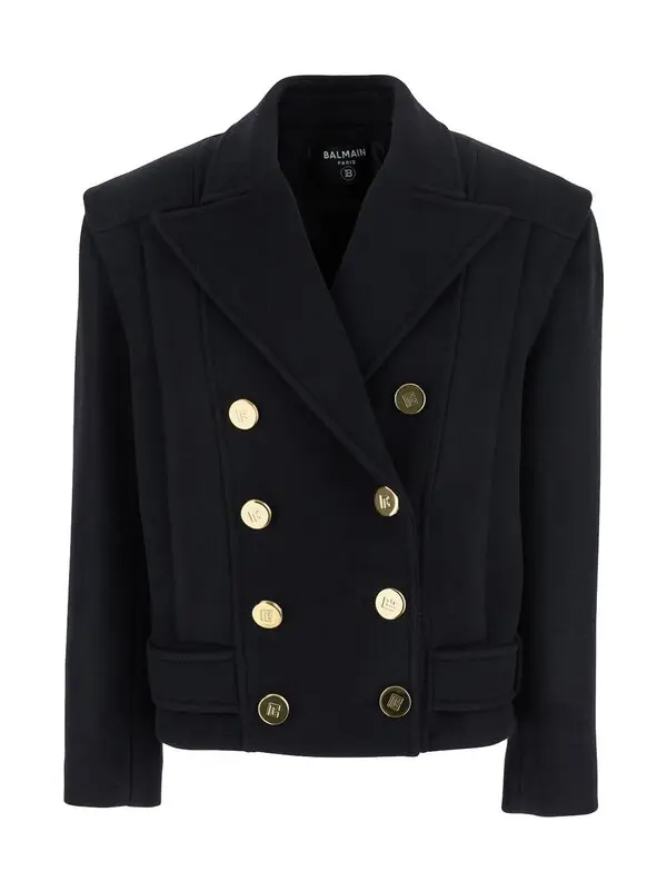 Balmain Wool Jacket With Wide Lapels And Metallic Buttons - Multicolor