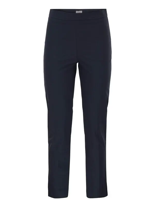 Brunello Cucinelli Cotton Twill Capri Trousers With Necklace Detail - Multicolor