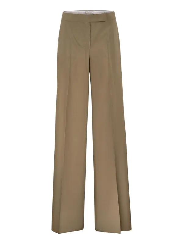 Max Mara Mxsbronte Virgin Wool And Silk Wide-leg Trousers - Brown