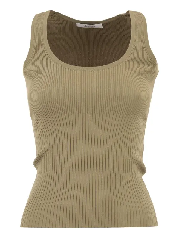 Max Mara Ribbed Viscose Blend Top - Yellow