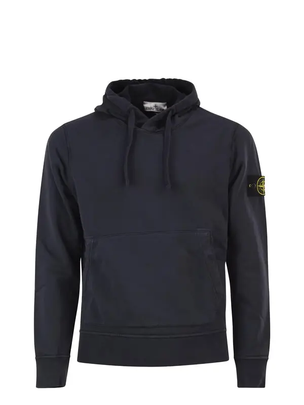 Stone Island Organic Cotton Regular Fit Hooded Sweatshirt - Blue