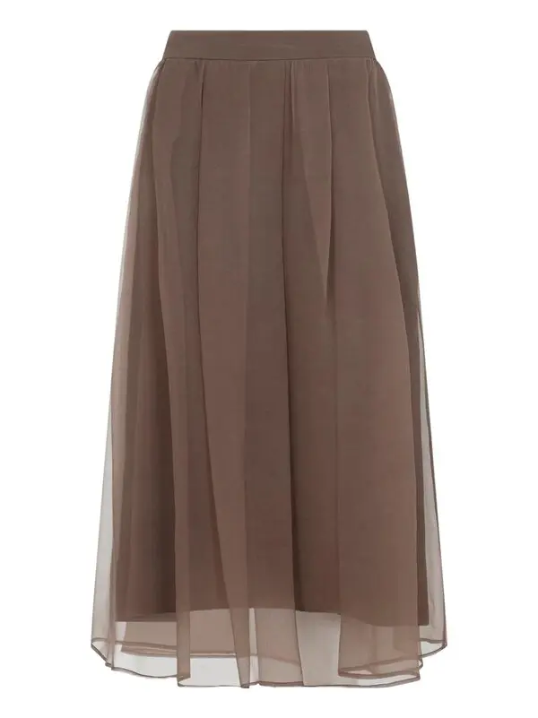 Brunello Cucinelli Midi Voile Skirt - Brown