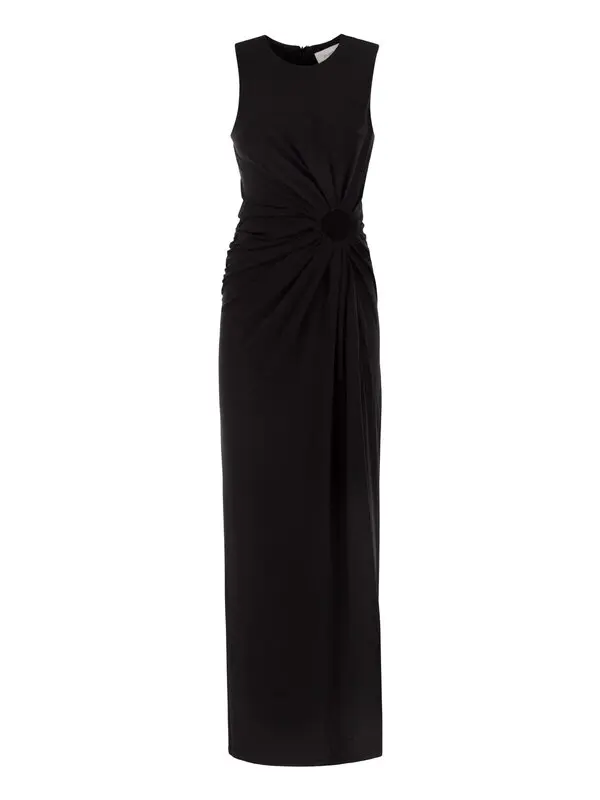 Sportmax Long Stretch Jersey Dress With Draping And Cut-out - Black