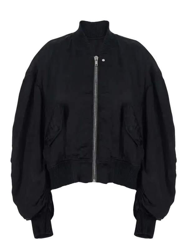 Rick Owens Ruffled Bomber Jacket - Black