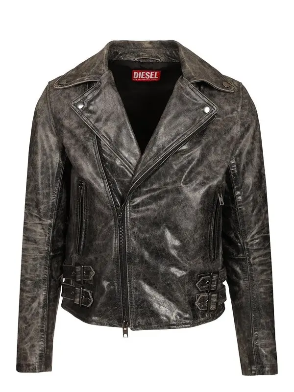 DIESEL® Leather Biker Jacket - Gray