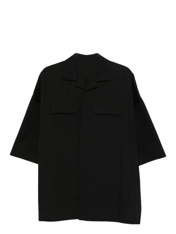 Rick Owens Shirt With Flap Pocket And Camp Collar - Black