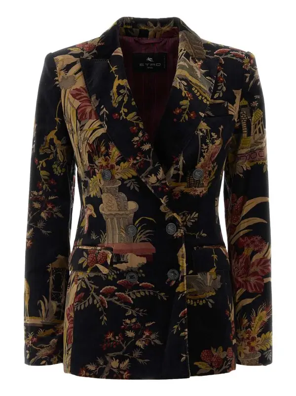 Etro Printed Velvet Blazer - Multicolor