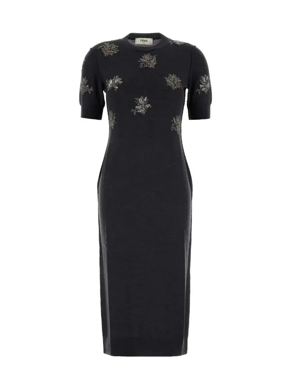 Fendi Stretch Wool Dress - Gray