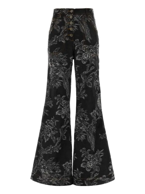 Etro Embroidered Stretch Denim Jeans - Multicolor
