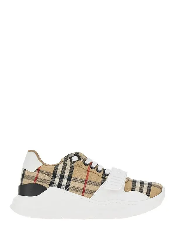 Burberry Check Cotton Sneakers - Cream