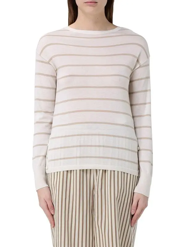 Max Mara Striped Cashmere And Silk Pullover - Cream