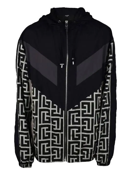 Balmain Monogrammed Windbreaker Jacket - Black