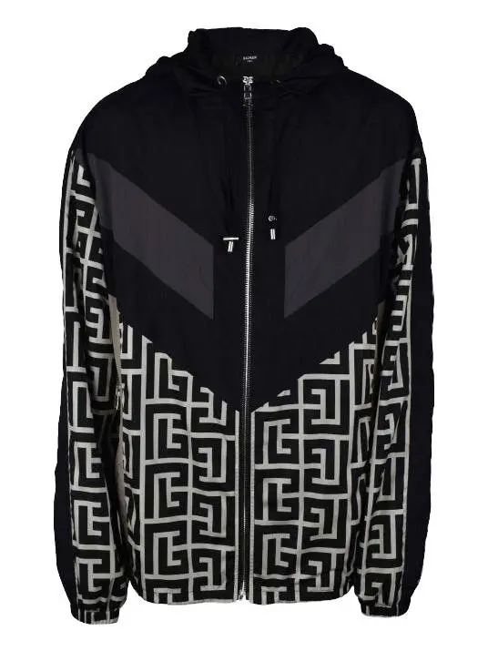 Balmain Monogrammed Windbreaker Jacket - Black
