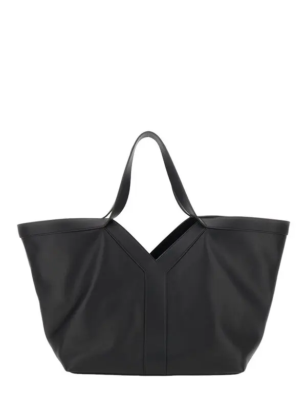 Saint Laurent Shoulder Bag With Clasp Closure And Two Top Handles In Leather For - Black