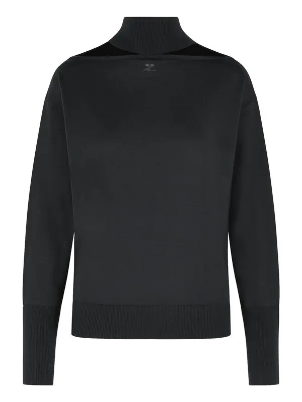 COURREGES Merino Wool Turtleneck Sweater - Black
