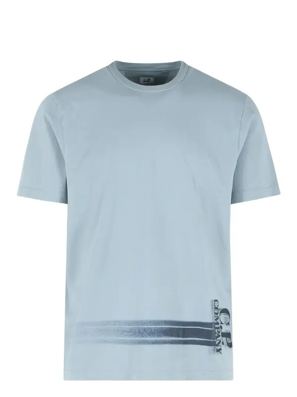 C.P. COMPANY Light Blue Cotton T-shirt - Gray