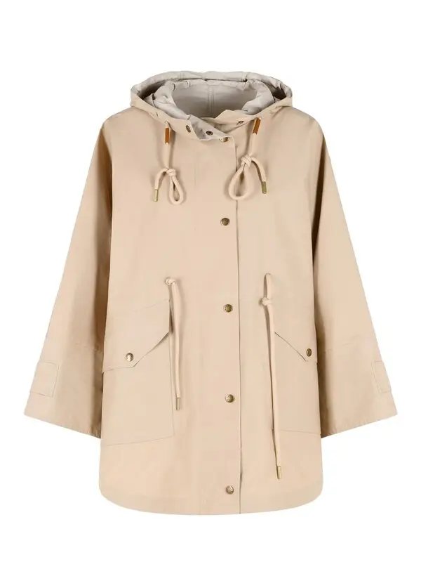 Moncler Bruerra' Cape In Beige Cotton Blend - Cream