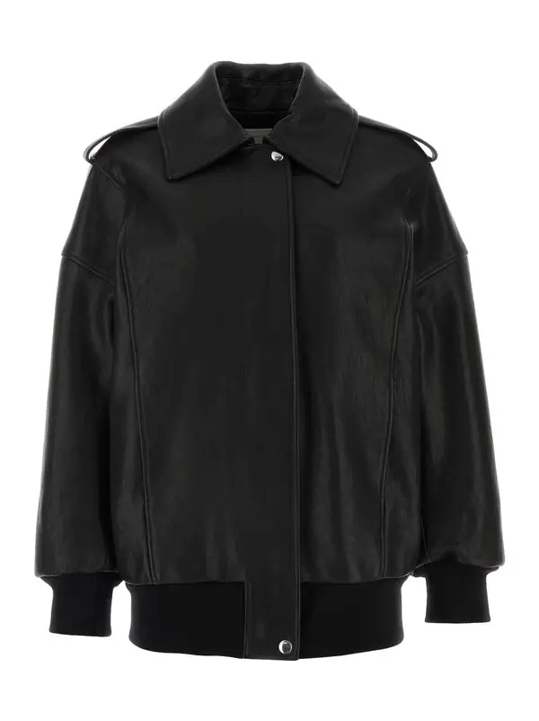 Alexander McQueen Leather Oversize Jacket - Black