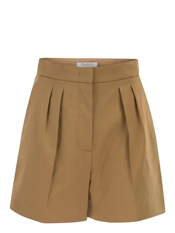 Max Mara Mxmtabacco Stretch Cotton Satin Shorts - Cream