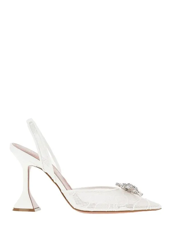 Amina Muaddi Rosie Sling' Lace Slingback Pumps - White