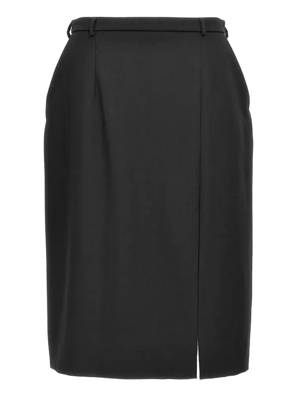 Dolce & Gabbana Wool Slit Skirt - Black
