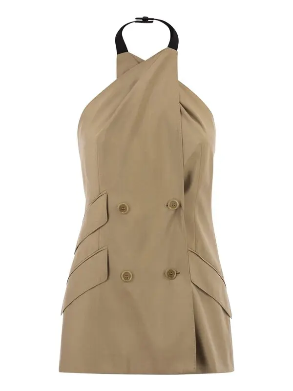 Max Mara Mxsnuraghe Sleeveless Jacket In Wool And Silk Poplin - Brown