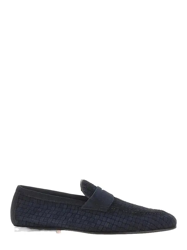 Santoni Carlo Suede Leather Penny Loafers - Blue