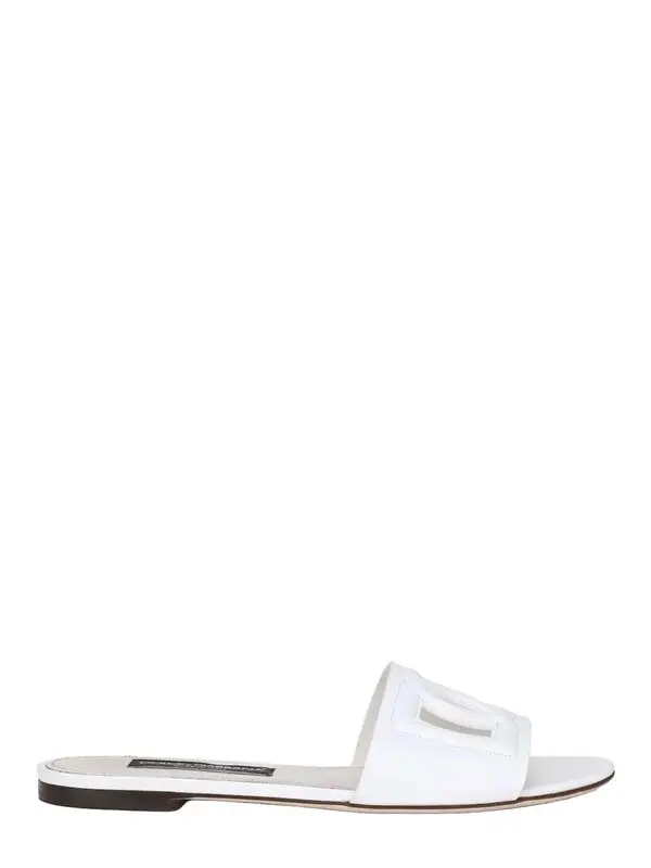 Dolce & Gabbana Leather Sandals With Dg Logo - White