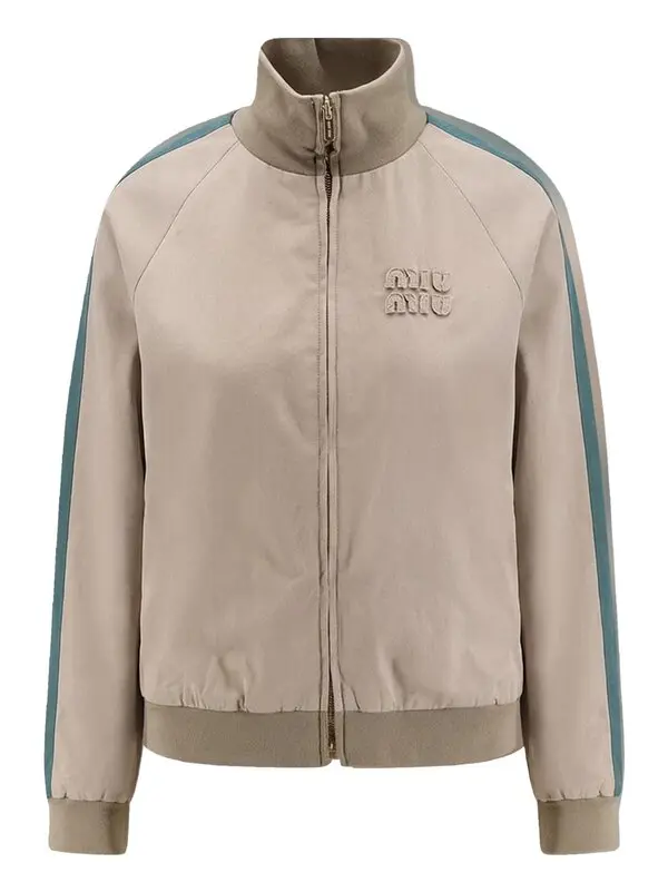 Miu Miu Cotton Twill Zip Up Bomber Jacket - Multicolor