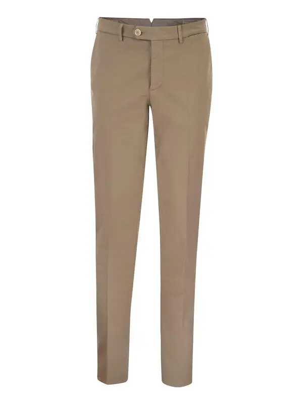 Brunello Cucinelli Italian Fit Cotton Gabardine Trousers - Multicolor