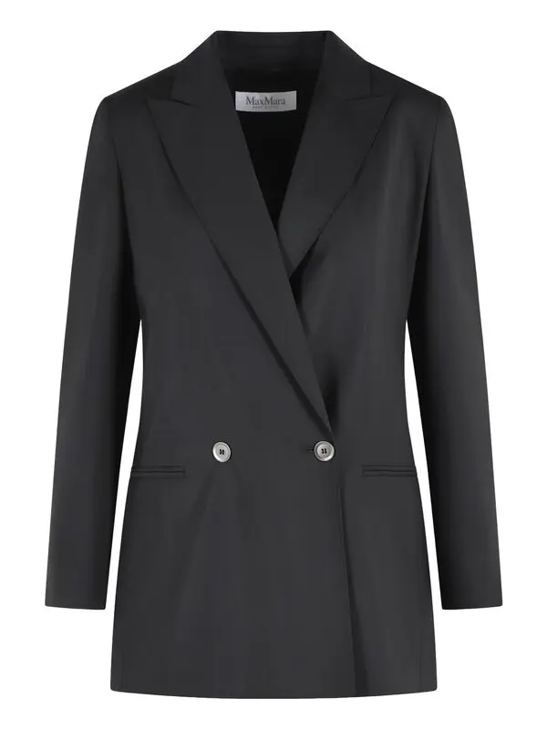 Max Mara Virgin Wool Double-breasted Blazer - Black