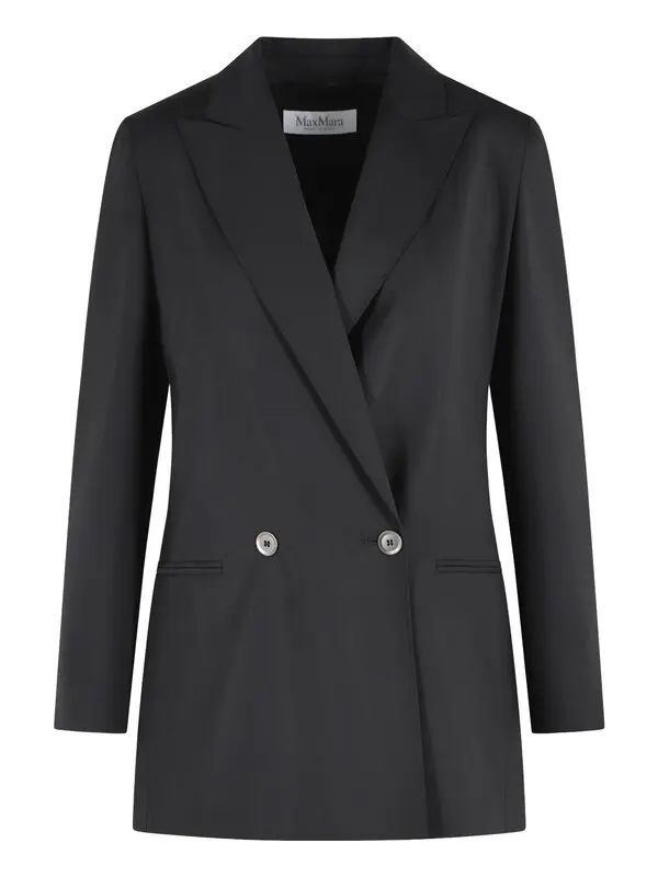 Max Mara Virgin Wool Double-breasted Blazer - Black