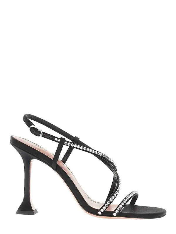 Amina Muaddi Crystal-embellished Satin Sally Sandals - Black
