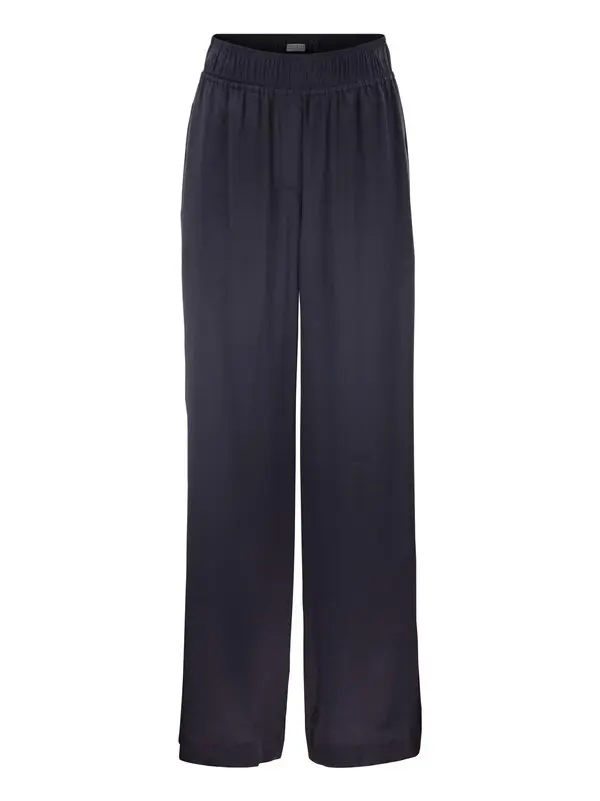 Brunello Cucinelli Track Trousers In Stretch Silk Satin - Multicolor