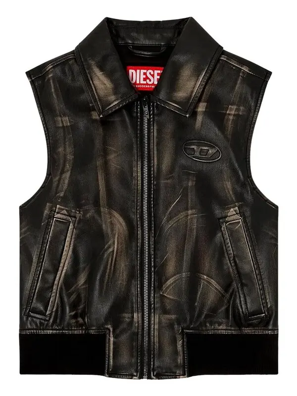 DIESEL® Faux Leather Sleeveless Jacket - Multicolor