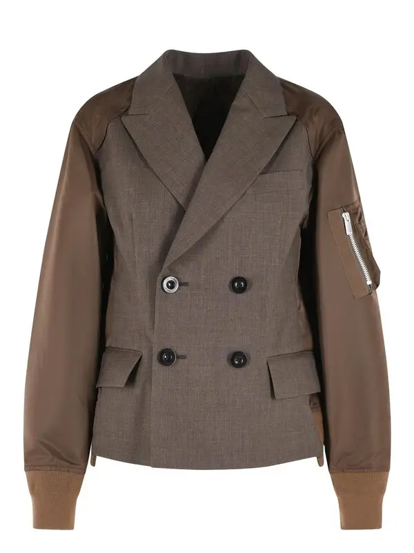 Sacai Wool Blend Blazer - Brown