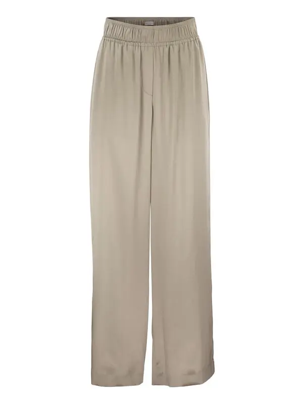Brunello Cucinelli Track Trousers In Stretch Silk Satin - Multicolor