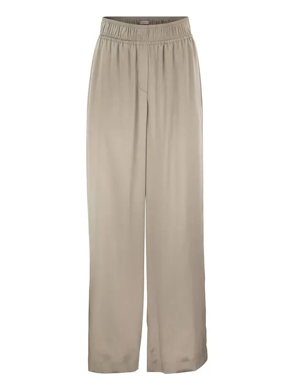 Brunello Cucinelli Stretch Silk Satin Track Trousers - Multicolor