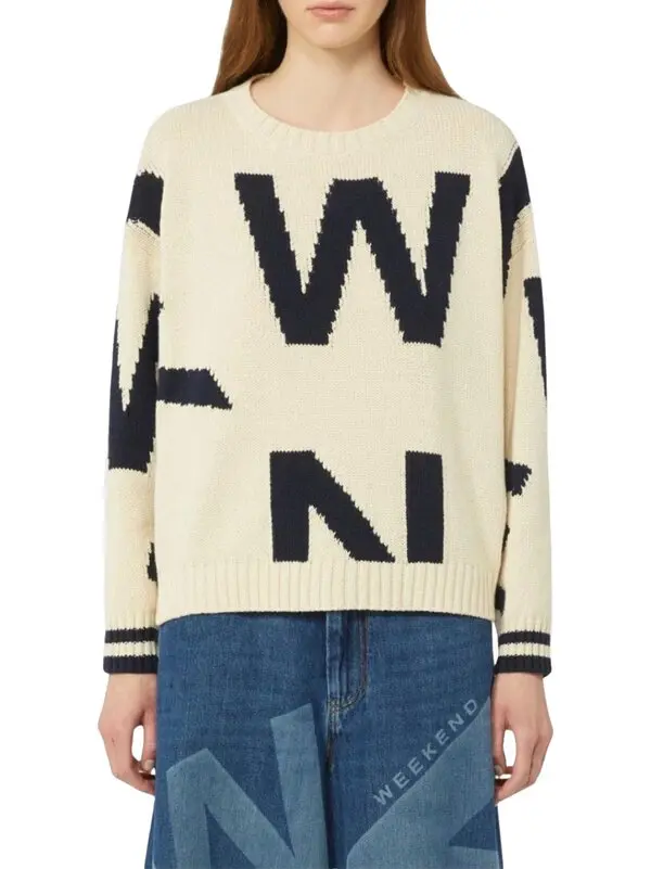 Max Mara Celebre Crew Neck Cotton Blend Pullover - Cream